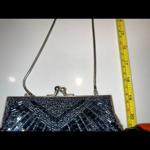 lyrella | Bags | Lyrella Black Beaded Bag Inside Pocket Metal Strap ...